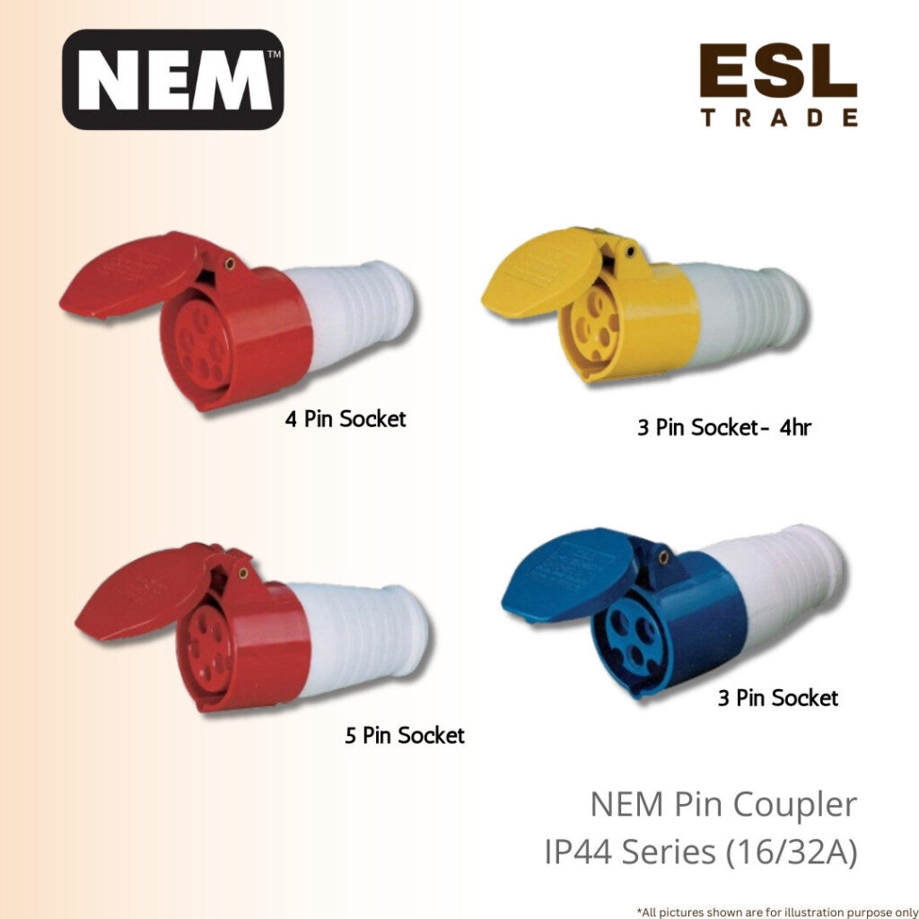 NEM IP Rating IP44 Pin Coupler Rating 16A / 32A -Professional ...