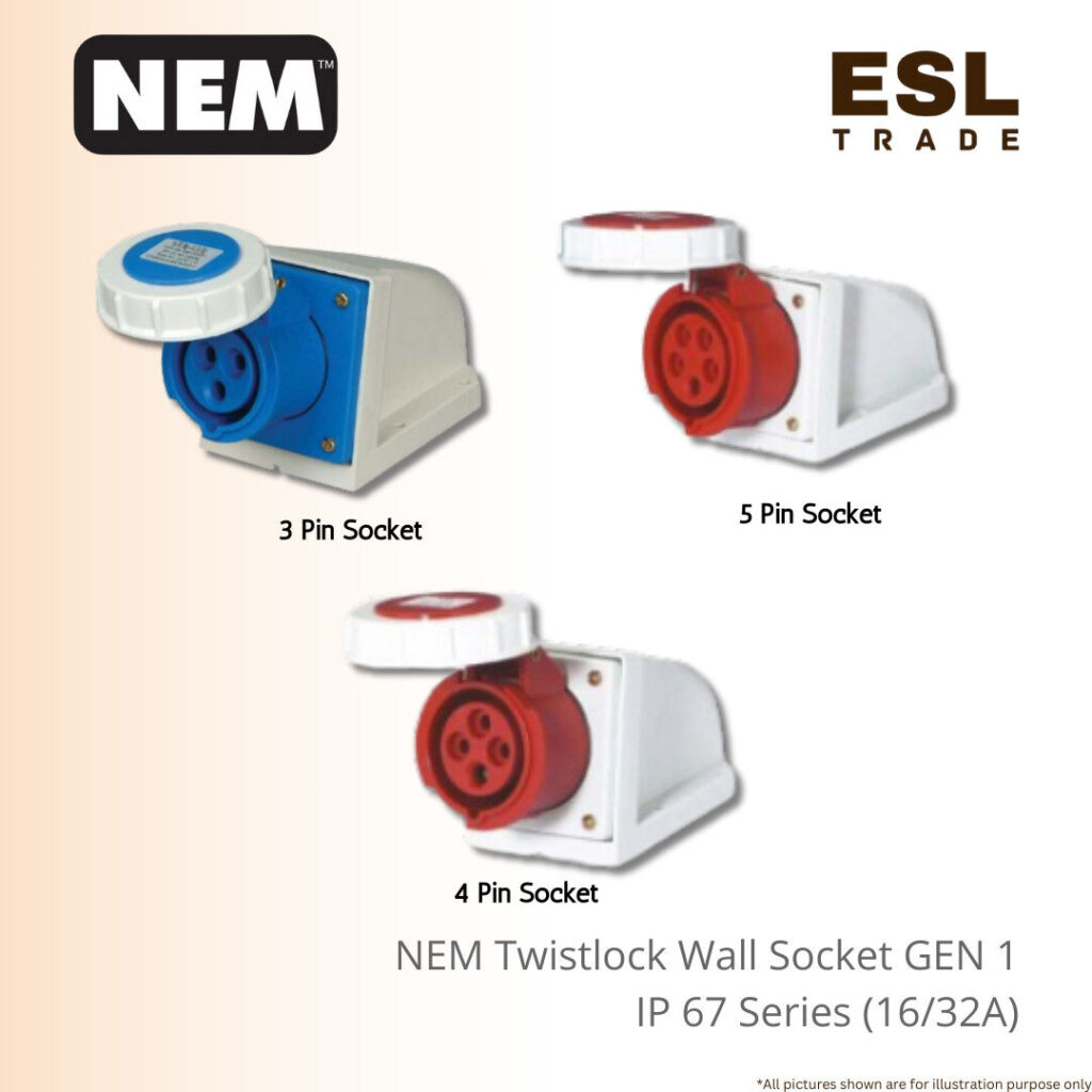 NEM Twistlock IP67 Wall Socket - Good Reliable Industrial Power Outlet ...