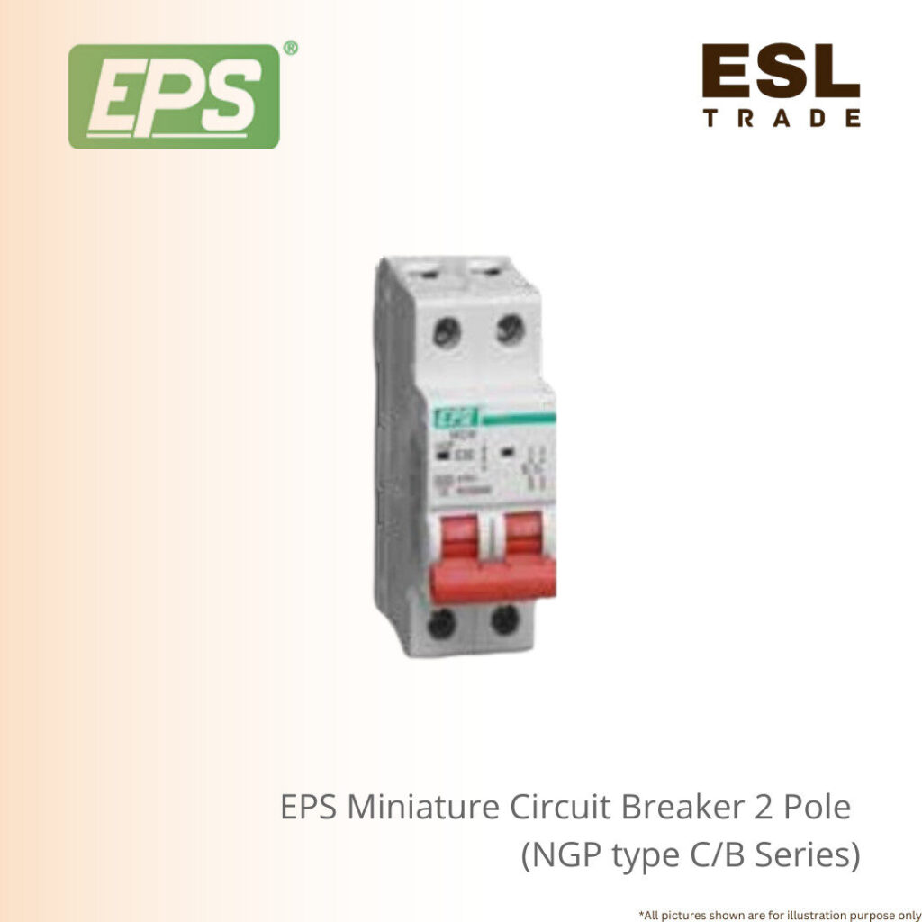 EPS MCB Miniature Circuit Breaker NGP Series 2 Pole 6kA Type B/C DIN ...