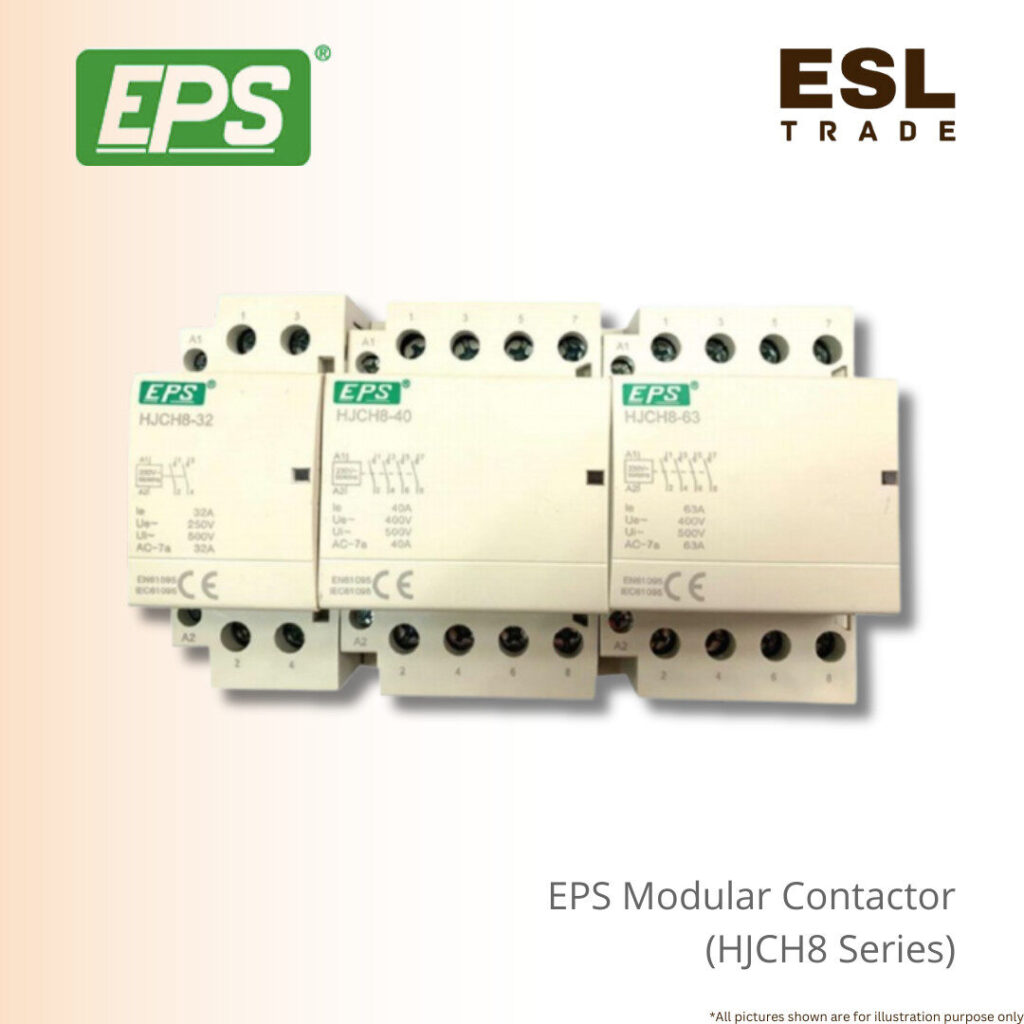 EPS Modular Contactor | DIN Rail Mounted HJCH8 Series, 20A-63A, 1P-4P ...