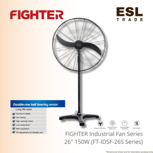 FIGHTER Industrial Stand Fan 26" FT-IDSF-26S SIRIM Certified -Heavy ...