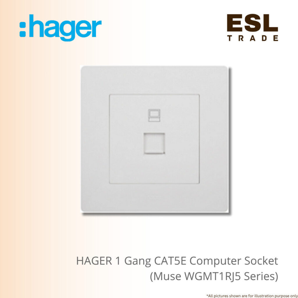 HAGER Computer Socket RJ45 1 Mode Outlet CAT5E Muse WGMT1RJ5 Series ...