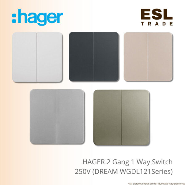 HAGER Switched 2 Gang 1 Way 16A WGDL121 Dream Series Excellent Single ...