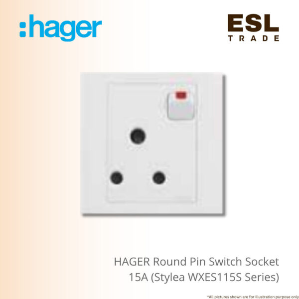 HAGER 15A Round Pin Switched Socket Stylea WXES115S Series Excellent ...