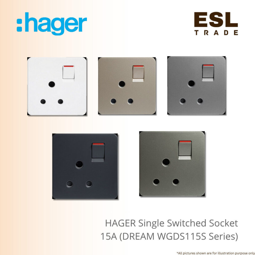 HAGER Single Switched Socket 15A WGDS115 Dream Series Excellent ...