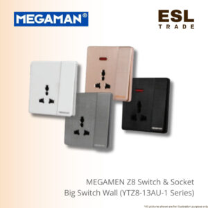 MEGAMAN® Z8 Big Switch 13A Universal Wall Socket Frameless Large Panel ...