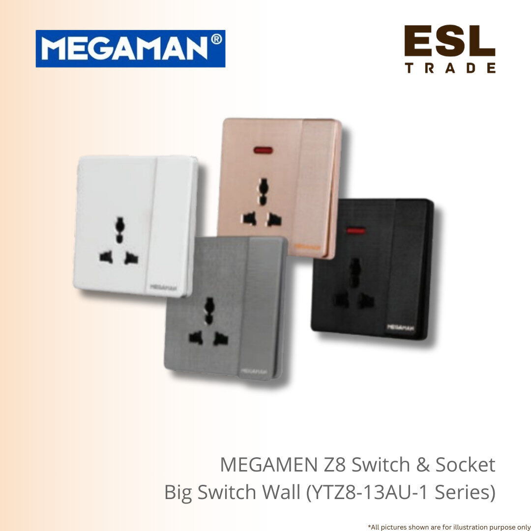 MEGAMAN® Z8 Big Switch 13A Universal Wall Socket Frameless Large Panel ...