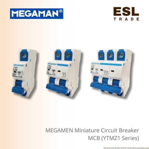 MEGAMAN® YTMZ1 Miniature Circuit Breaker (MCB) 1/2/3 Pole 6kA High ...
