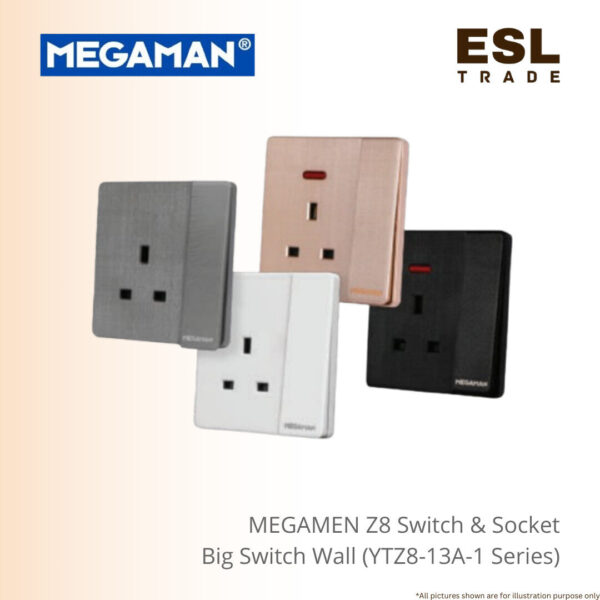 MEGAMAN® Z8 Big Switch Wall Socket 1Gang Excellent Frameless Panel With ...