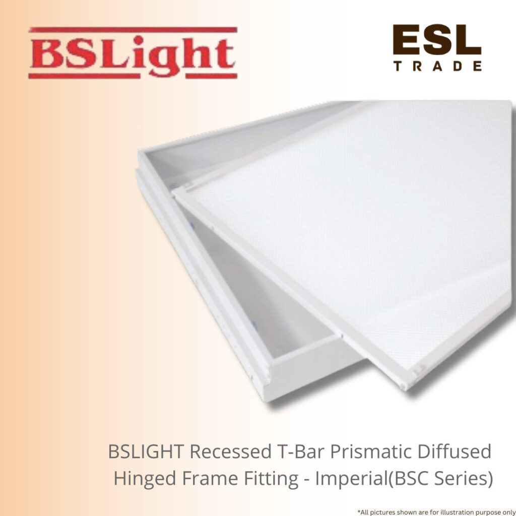 BSLIGHT Recessed T-Bar Prismatic Diffused Fitting with Hinged Frame BSC ...