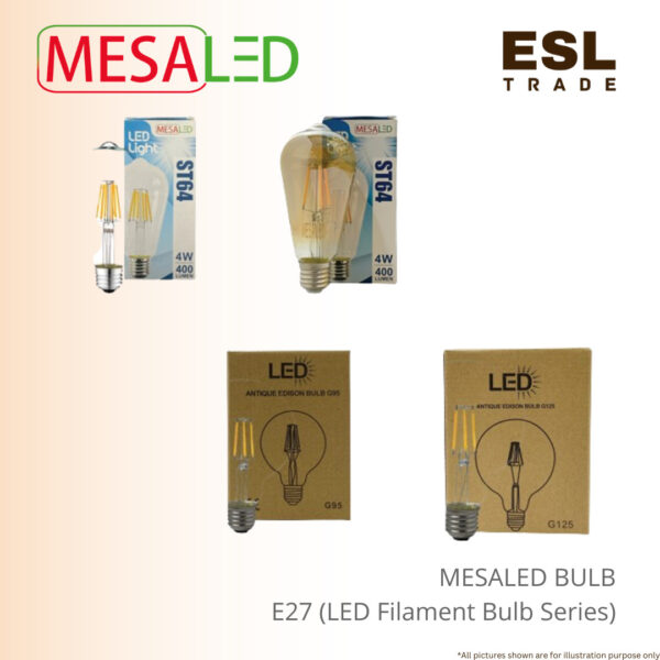 MESALED Vintage LED Filament Bulb E27 4W 400lm Energy Saving Clear ...